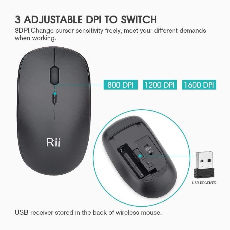 Rii Wireless keyboard and Mouse Set 2.4GHz,Quiet Office Keyboard Mouse ...
