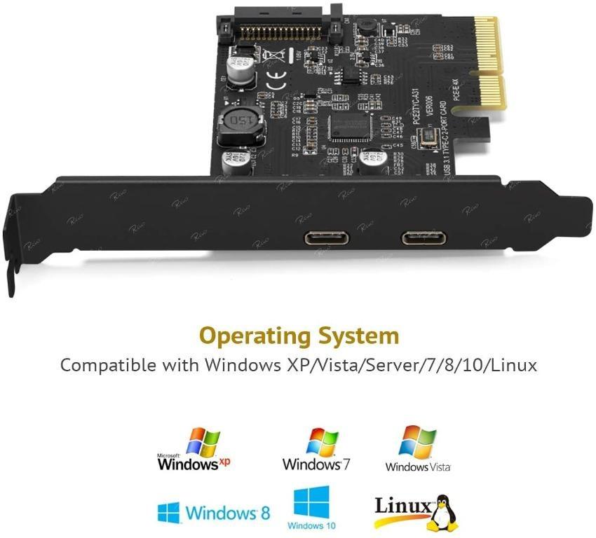Rivo PCI-E to USB 3.1 PCI Express Card Dual Type C Ports, SuperSpeed Up ...