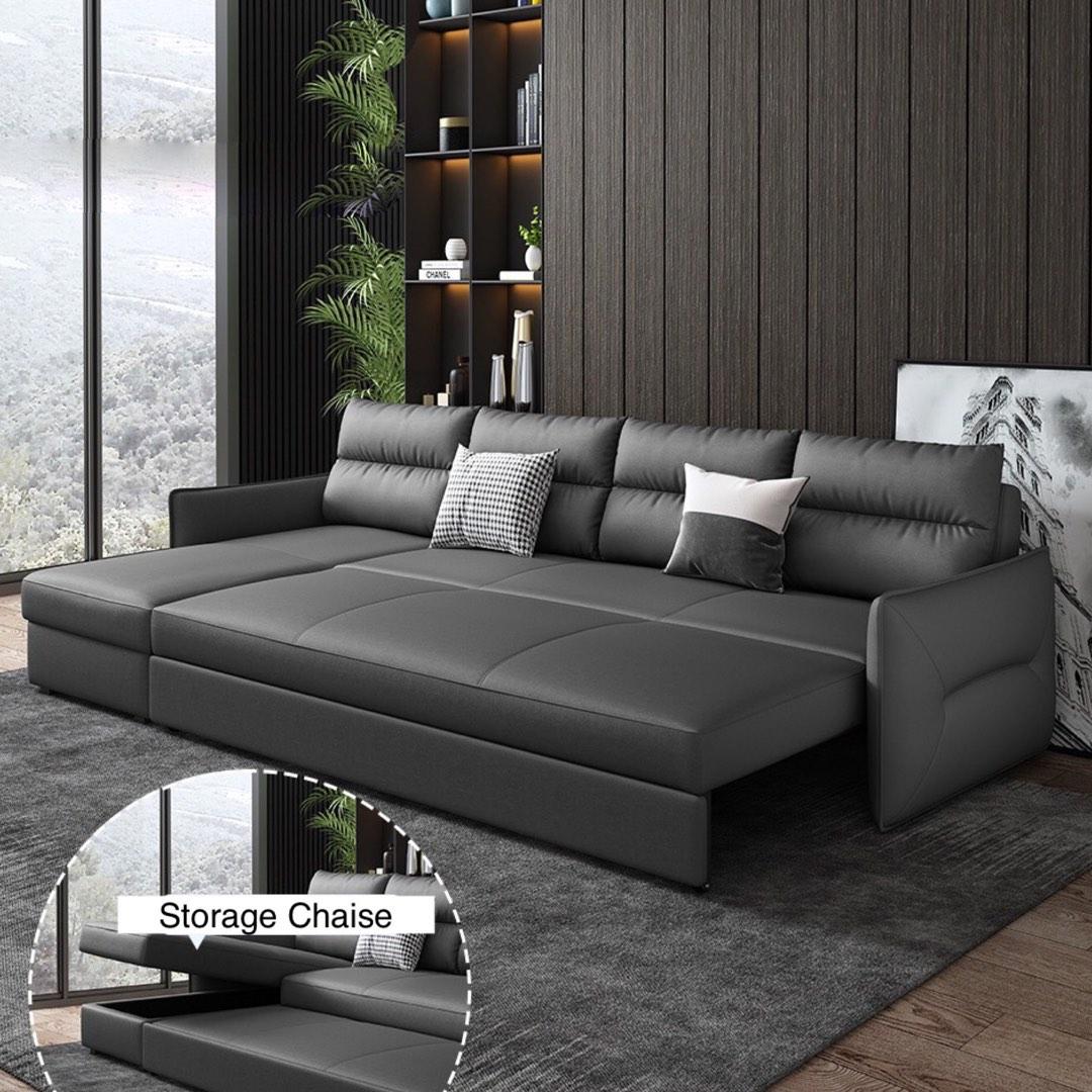 ROSS Multi-Functional Sofa Bed Length 100cm Customisable in Genuine Cowhide Leather/ Leather ...