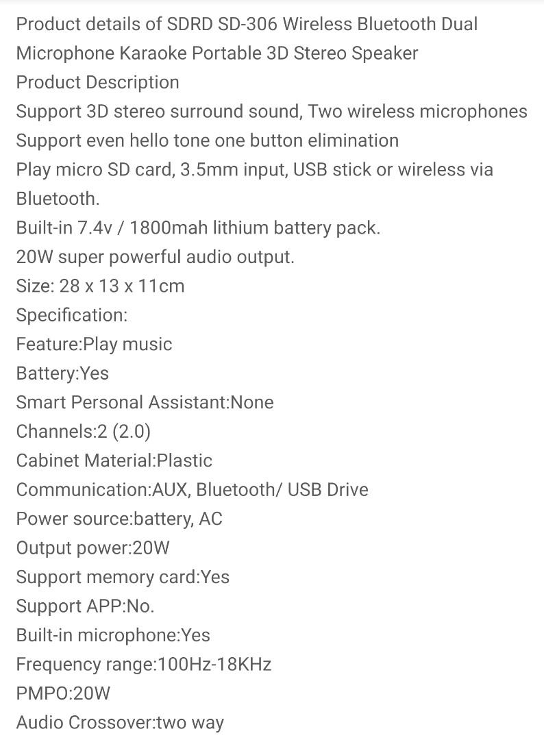 SDRD Speaker with mic, Audio, Soundbars, Speakers & Amplifiers on Carousell