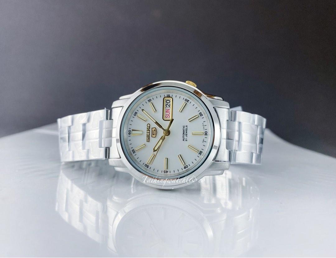 Seiko 5 automatic white dial, Men's Fashion, Watches & Accessories ...