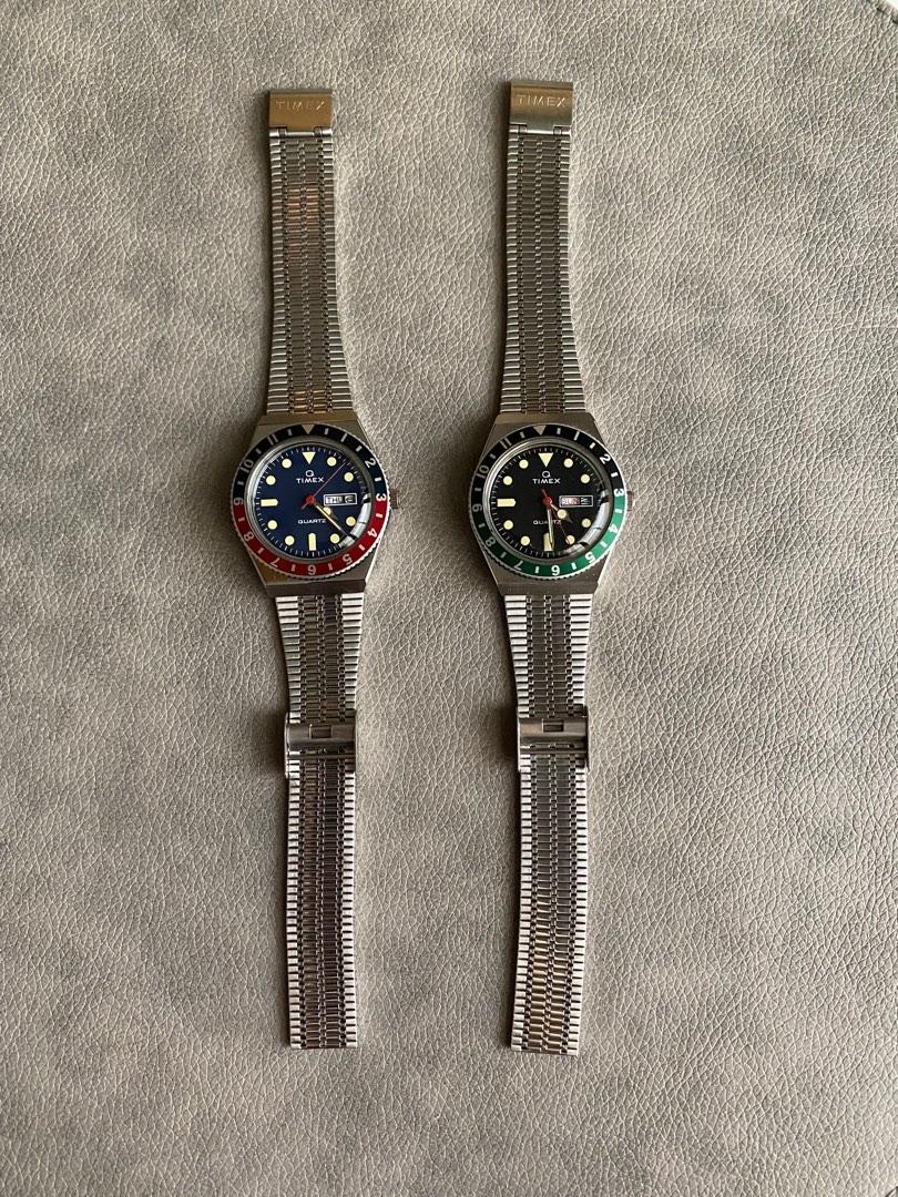 Timex Q Reissue Blue/Red and Green/Black, Luxury, Watches on Carousell