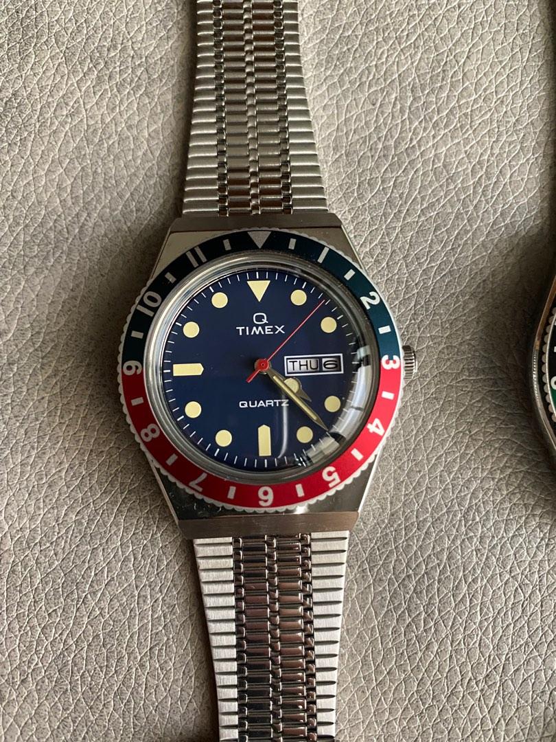 Timex Q Reissue Blue/Red and Green/Black, Luxury, Watches on Carousell