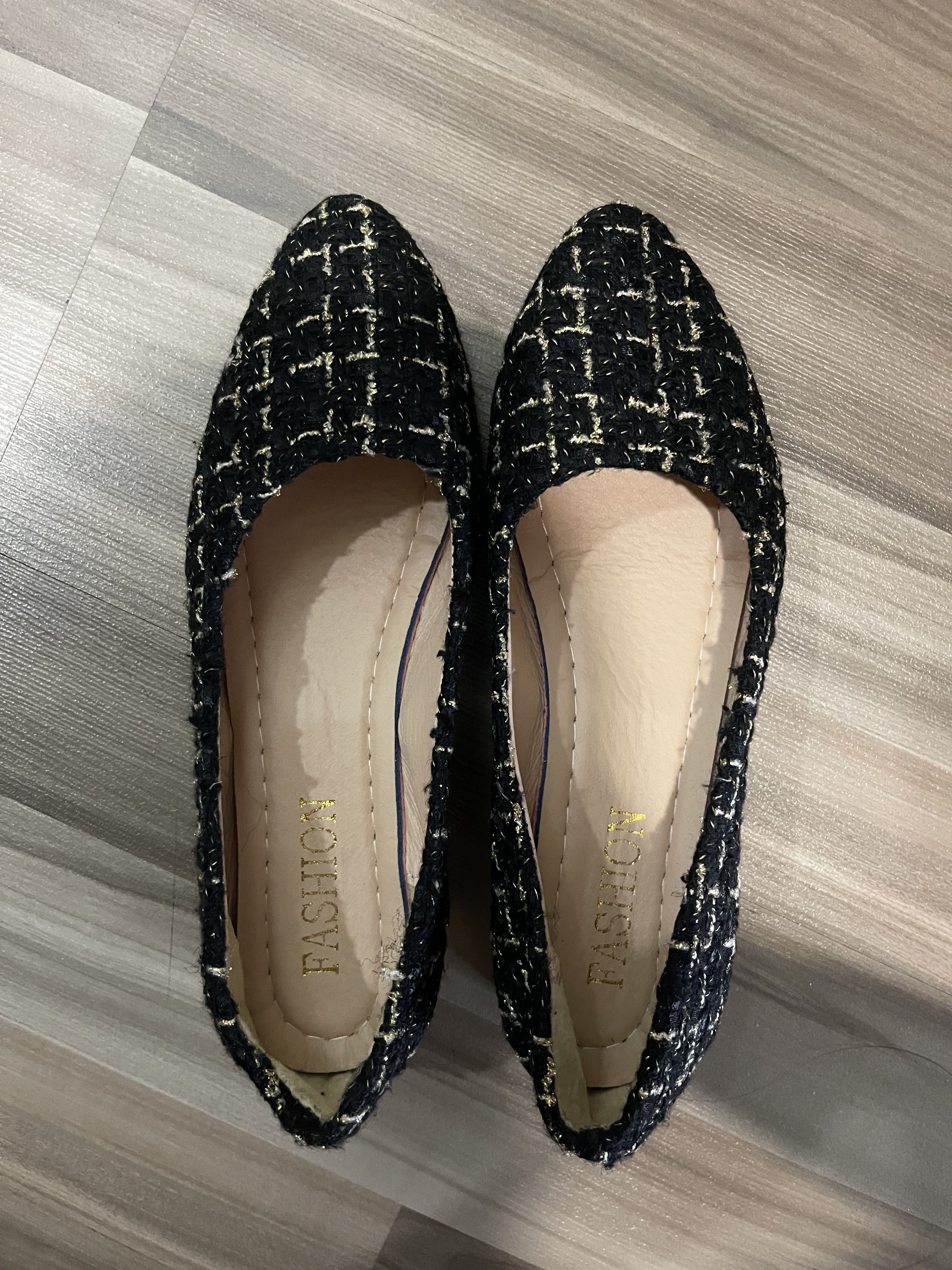 Tweed flats, Women's Fashion, Footwear, Heels on Carousell