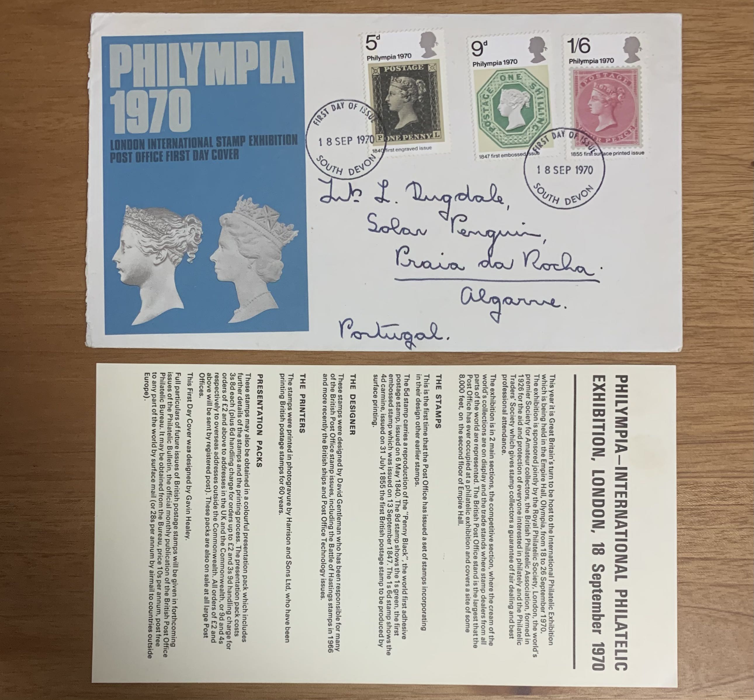 UK 1970 FDC cover stamp in stamp showing Penny Black and early classics ...