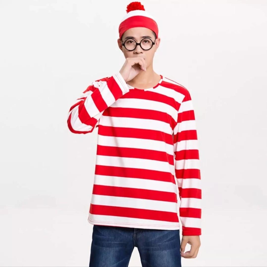 Wheres Waldo wally costume men, Men's Fashion, Tops & Sets, Tshirts ...