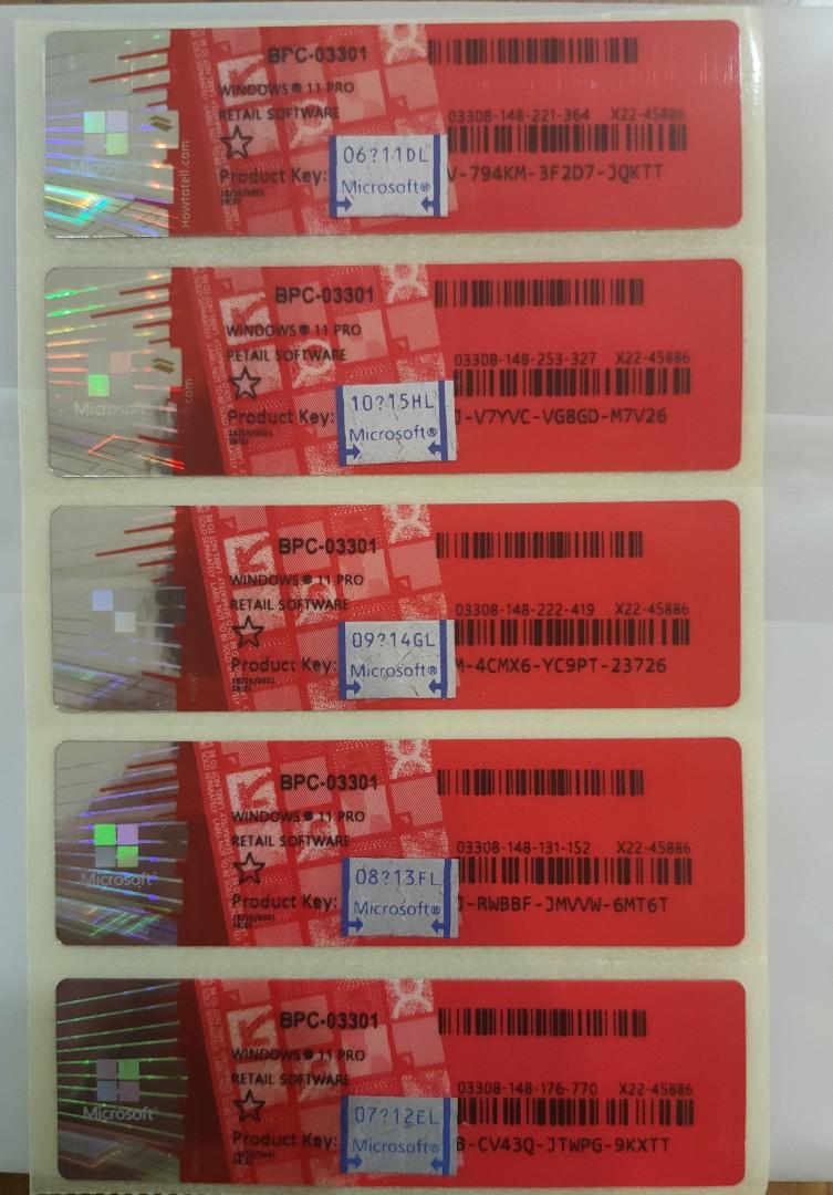 Windows 11 Pro Retail Sticker Key Physical not Digital, Computers ...