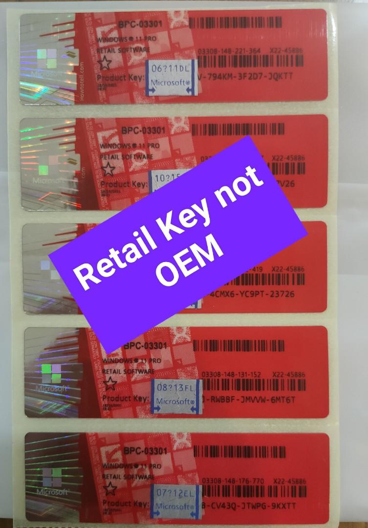 Windows 11 Pro Retail Sticker Key Physical not Digital, Computers ...