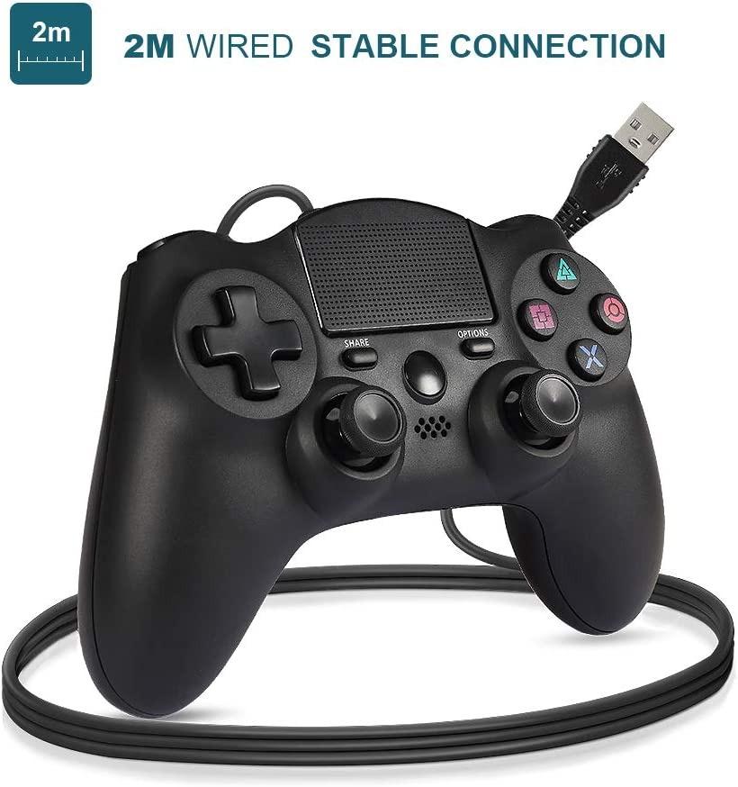 Wired PS4 Gamepad MK08 Wired Controller for Playstation 4 Console/PC with Dual Vibration Fuction ...