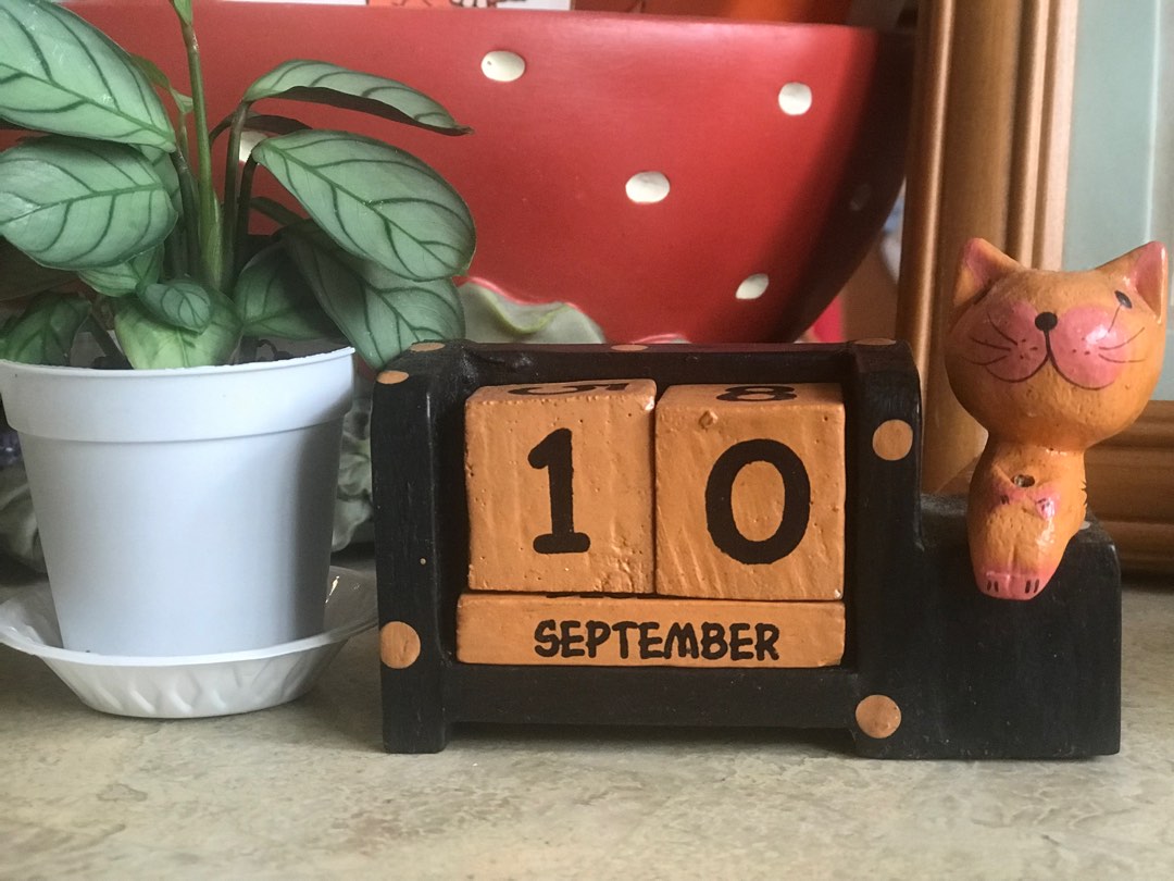 Wooden Cat Table Calendar, Furniture & Home Living, Home Decor, Other ...