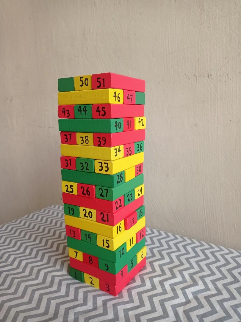 Wooden Tower Building Game, Hobbies & Toys, Toys & Games on Carousell