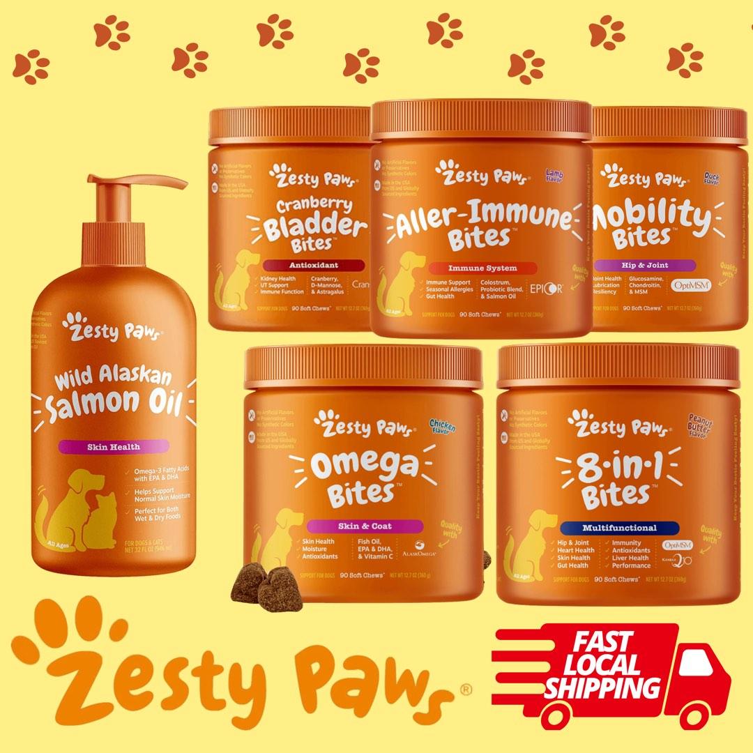 Zesty Paws Dog Supplements with Omega 3 Glucosamine Vitamin Cranberry ...
