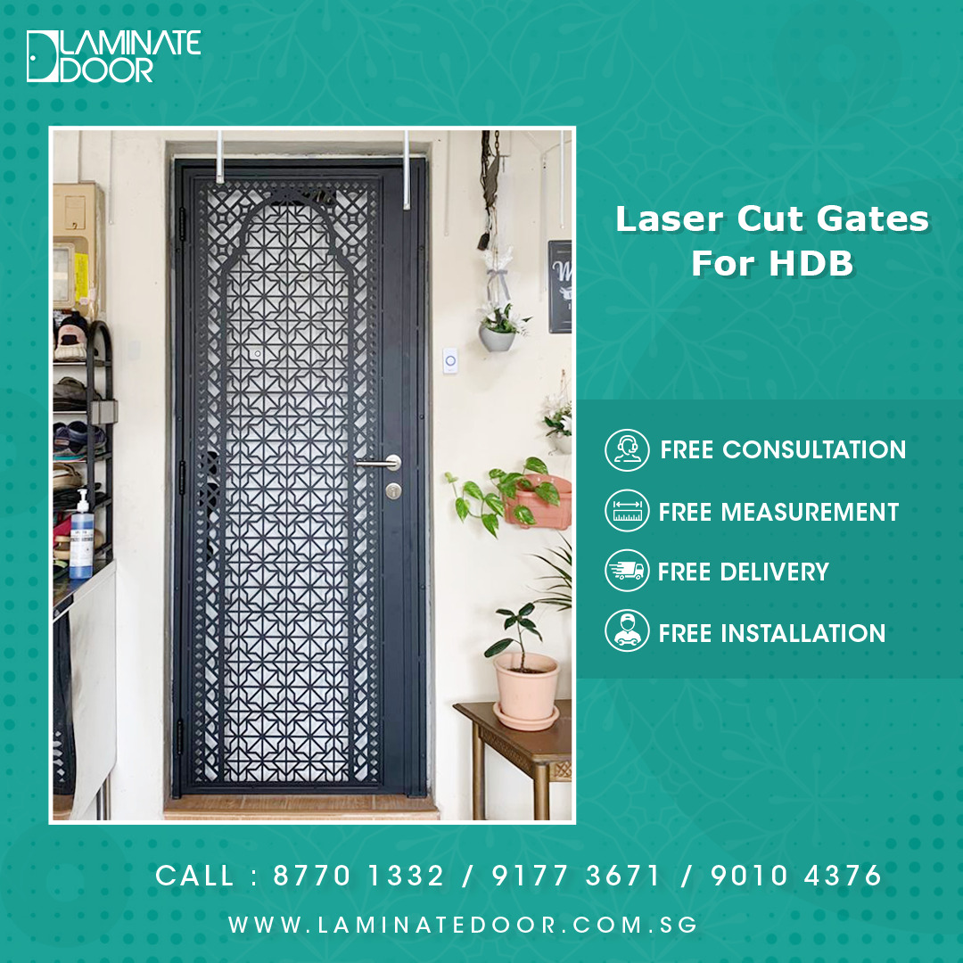 3X 7ft Laser Cut Gate Install for HDB and Condo, Furniture & Home ...