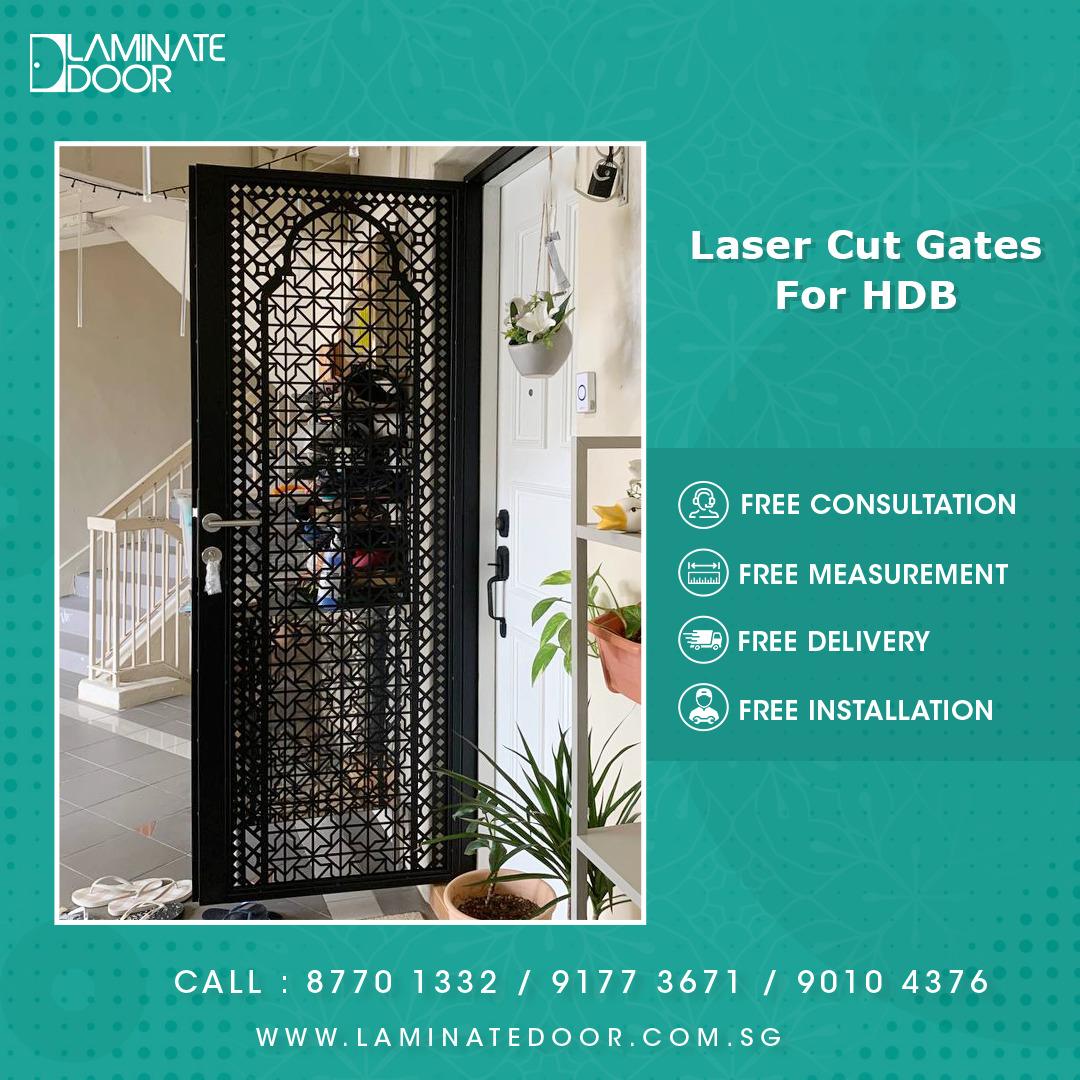 3X 7ft Laser Cut Gate Install for HDB and Condo, Furniture & Home ...