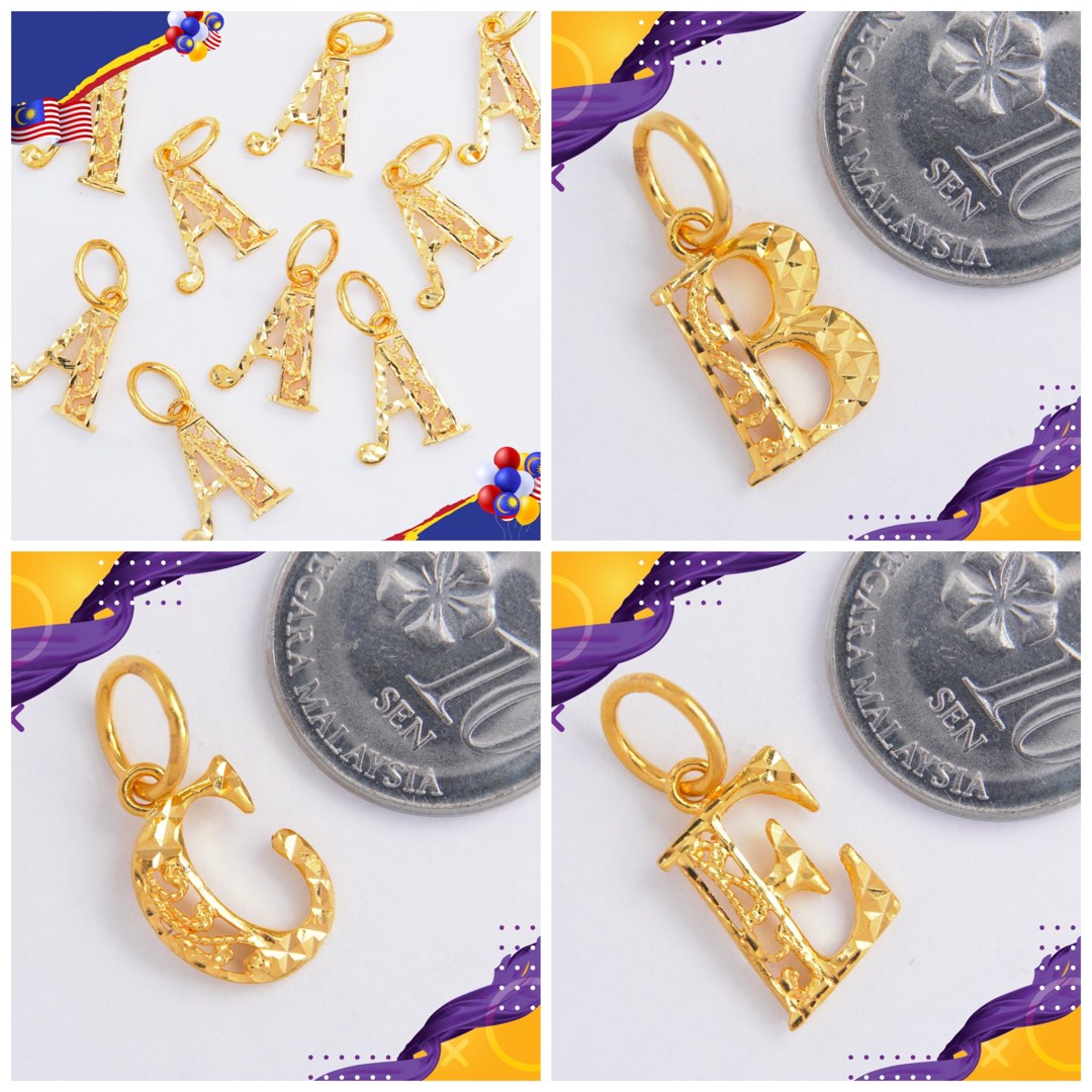 916 Gold Pandent Alphabet, Women's Fashion, Jewelry & Organisers, Body ...