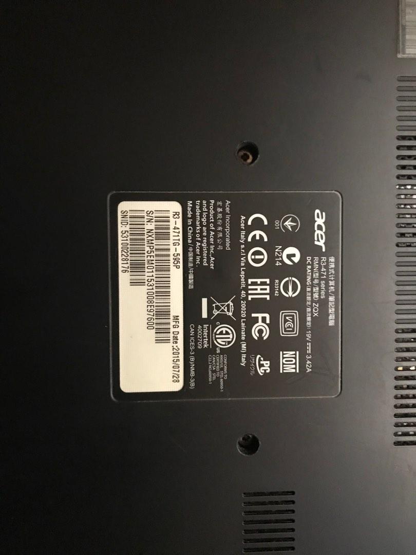 ACER ASPIRE R3 471TG TOUCHSCREEN INTEL i5 5Th Gen WITH NVIDIA 820m ...