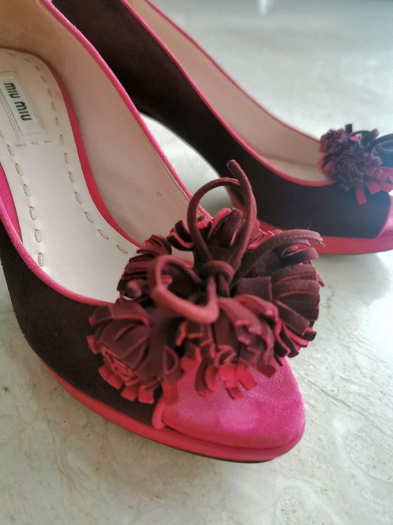 Authentic Miu Miu Maroon Color Pump, Luxury, Sneakers & Footwear on Carousell