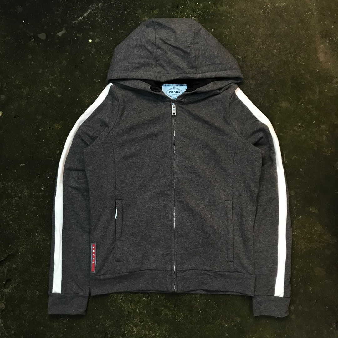 Authentic Prada Red Linea Track Jacket, Luxury, Apparel on Carousell