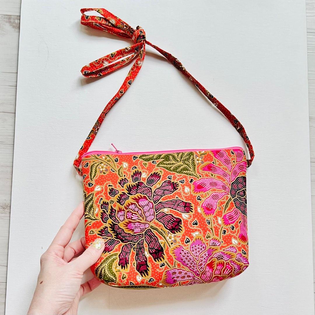 Batik Small Sling Bag Handmade in Singapore, Women's Fashion, Bags ...