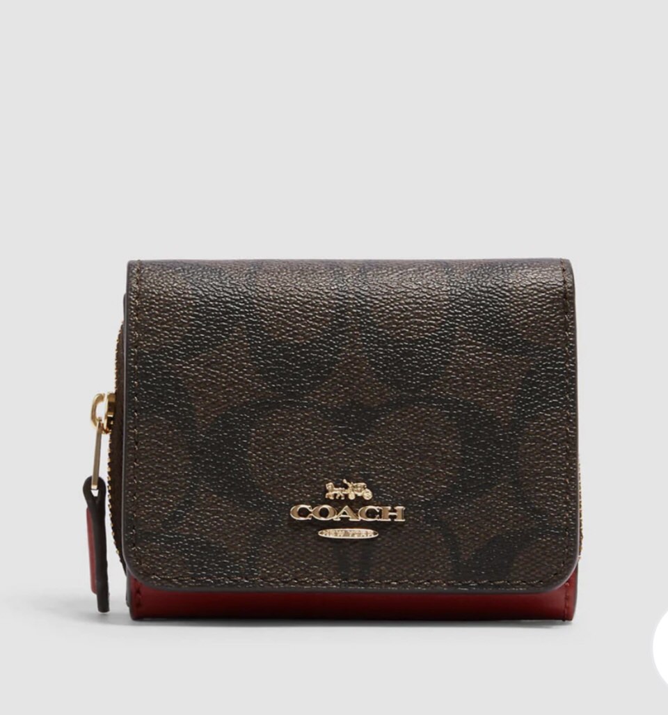 Coach Outlet Small Trifold Wallet In Signature Canvas, Women's Fashion ...