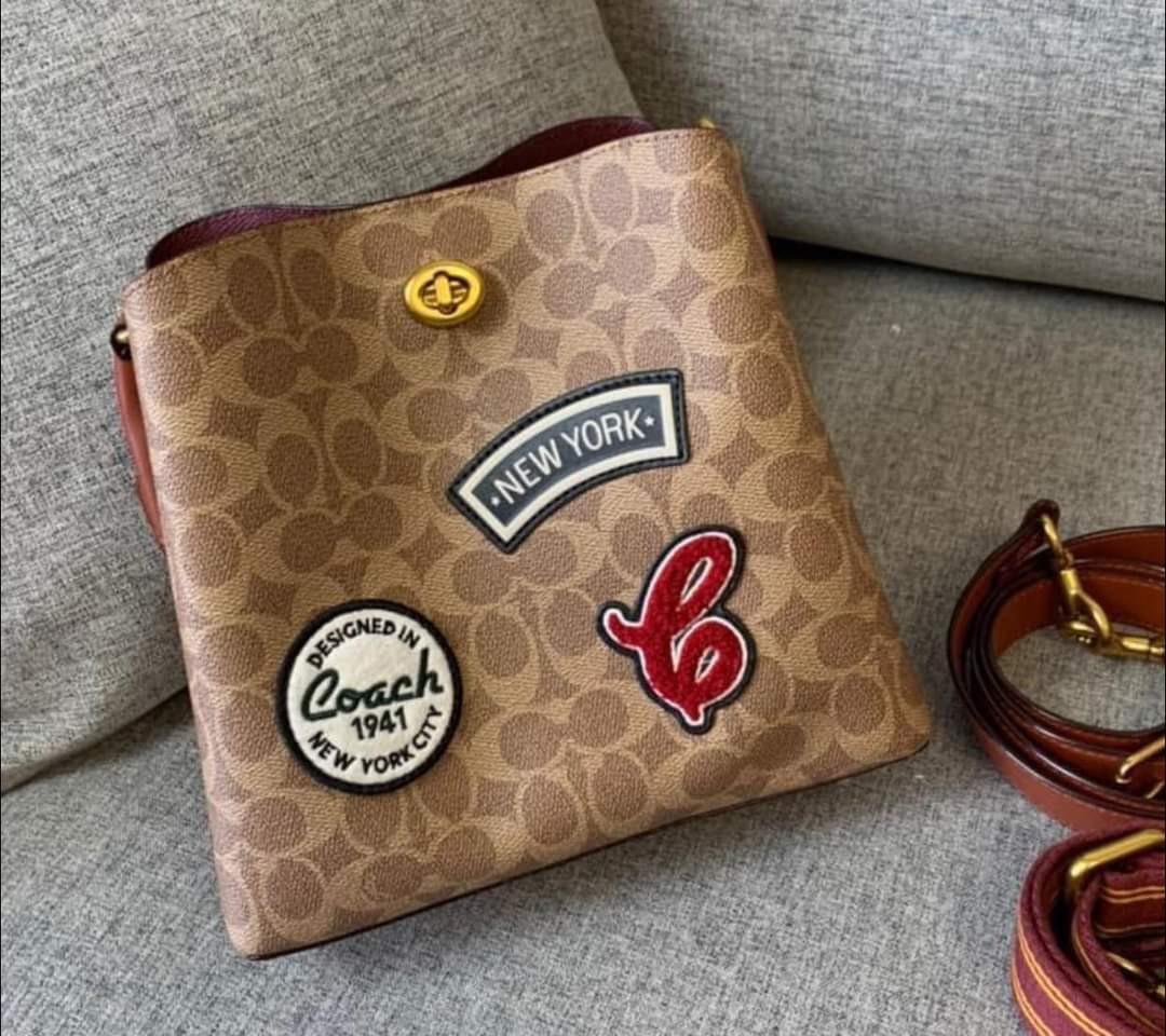 Coach Willow Bucket Bag in Signature Canvas with Patches, Women's ...