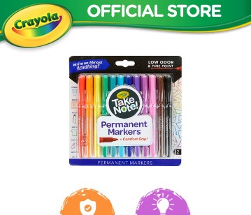 Crayola Take Note Permanent Markers 12 ct, Assorted Colors School ...