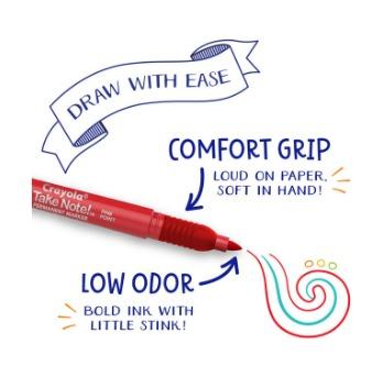 Crayola Take Note Permanent Markers 12 ct, Assorted Colors School ...
