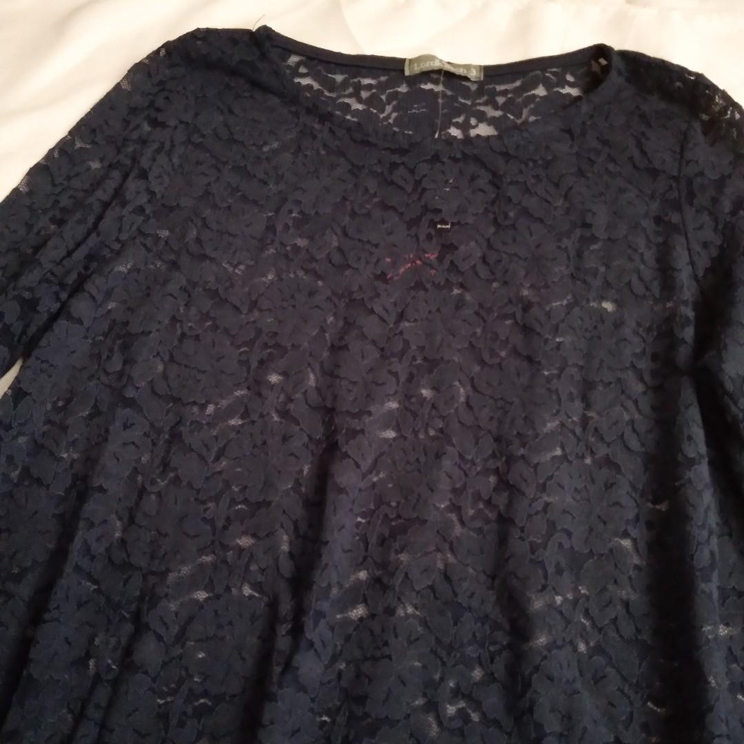 Dark Blue See Through Top, Women's Fashion, Tops, Blouses on Carousell