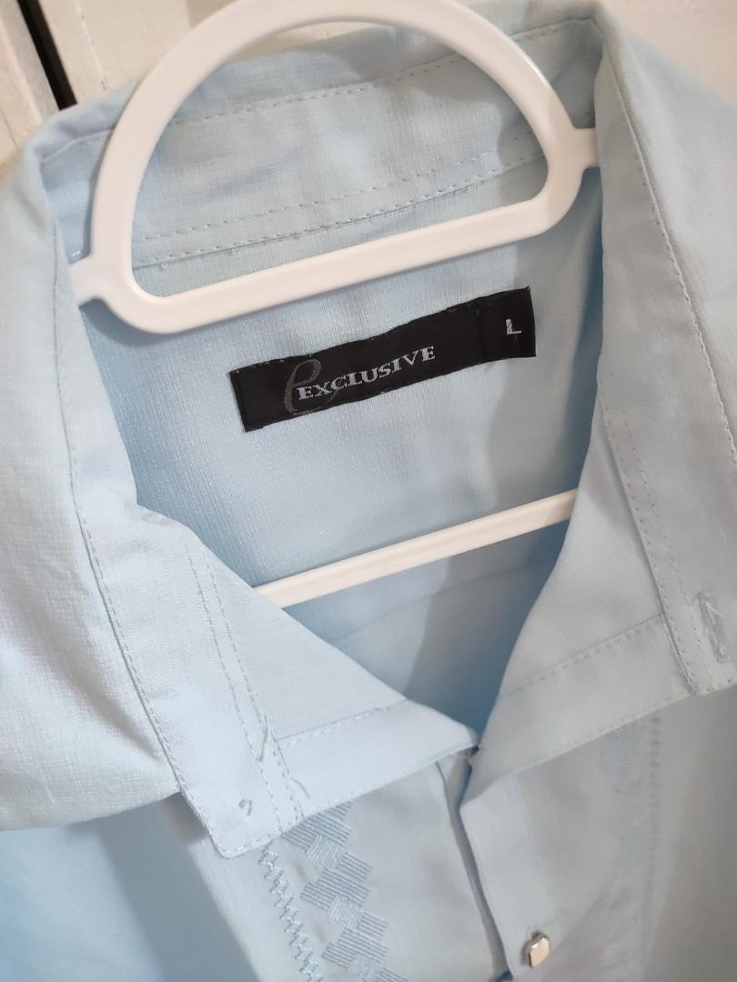 Exclusive Barong light blue, Men's Fashion, Tops & Sets, Formal Shirts ...