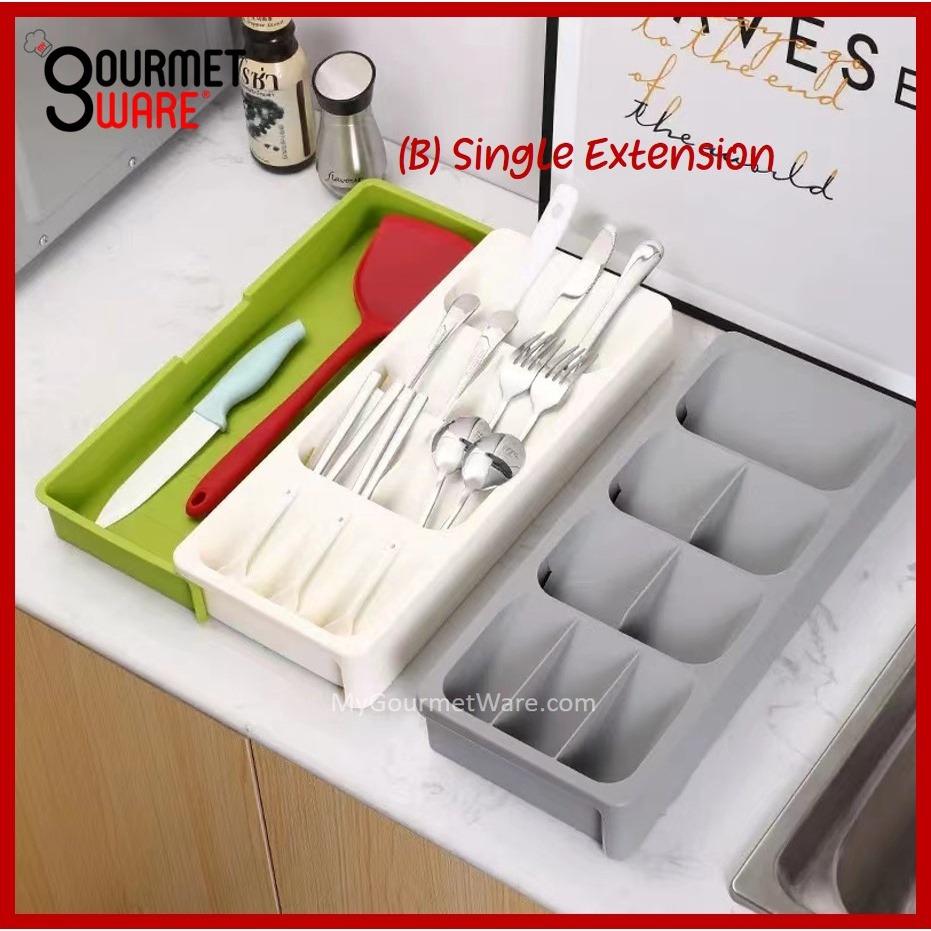 Expandable Kitchen Drawer Organiser Tray | Cutlery Holder Utensils ...