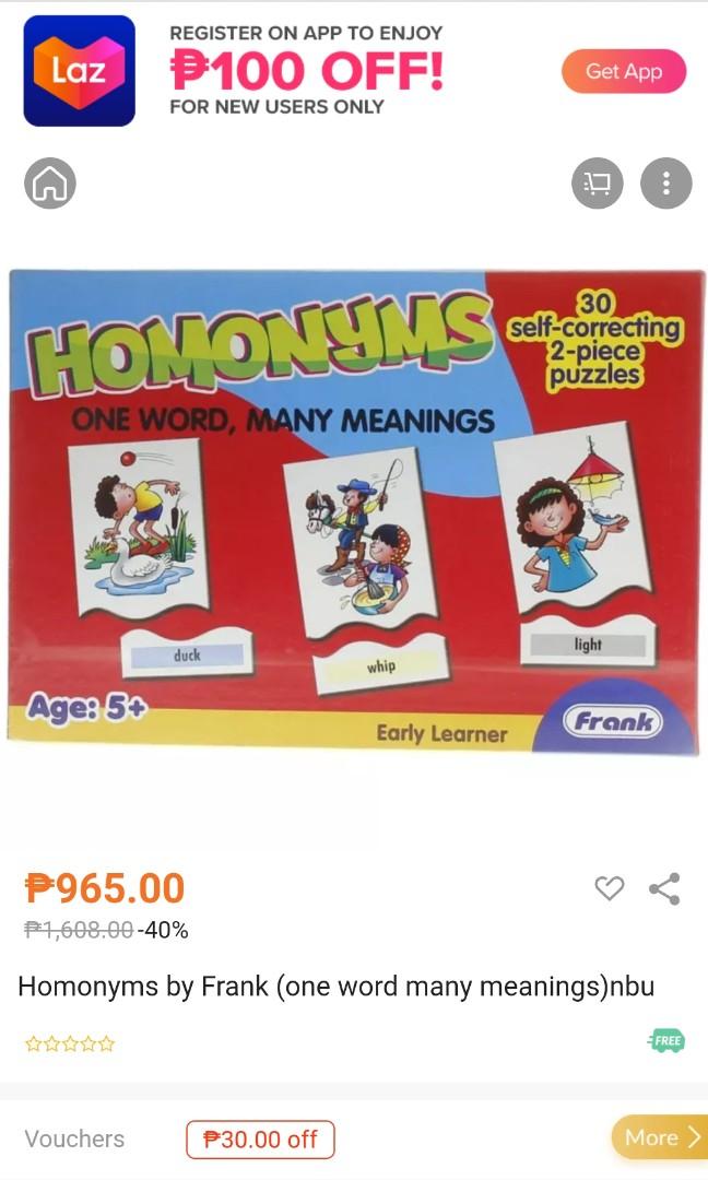 Frank HOMONYMS One Word, Many Meanings, Hobbies & Toys, Books ...