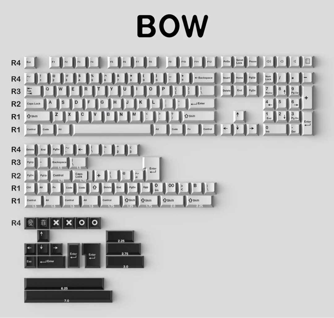 GMK BOW - Black on white (Aifei) Keycaps , Computers & Tech, Parts ...