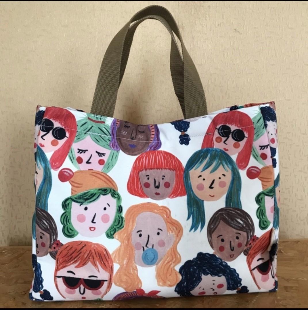 Ideku handmade big bag faces, Fesyen Wanita, Tas & Dompet di Carousell