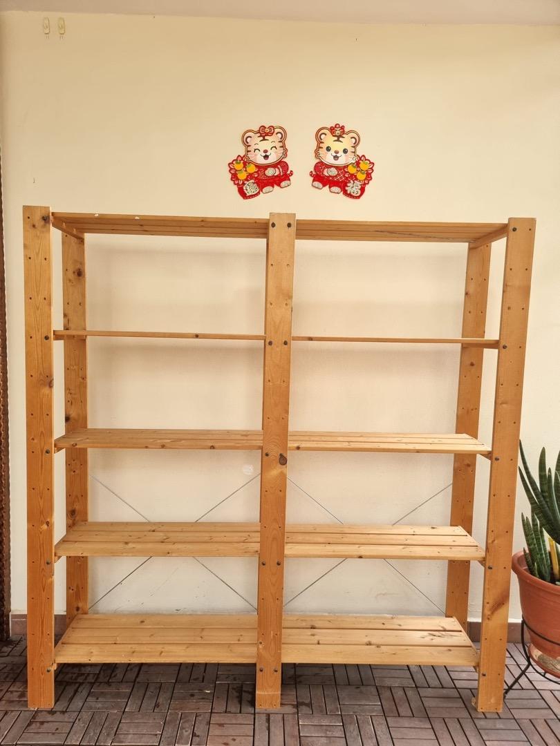 IKEA pine wood shelving rack 2m width., Furniture & Home Living ...