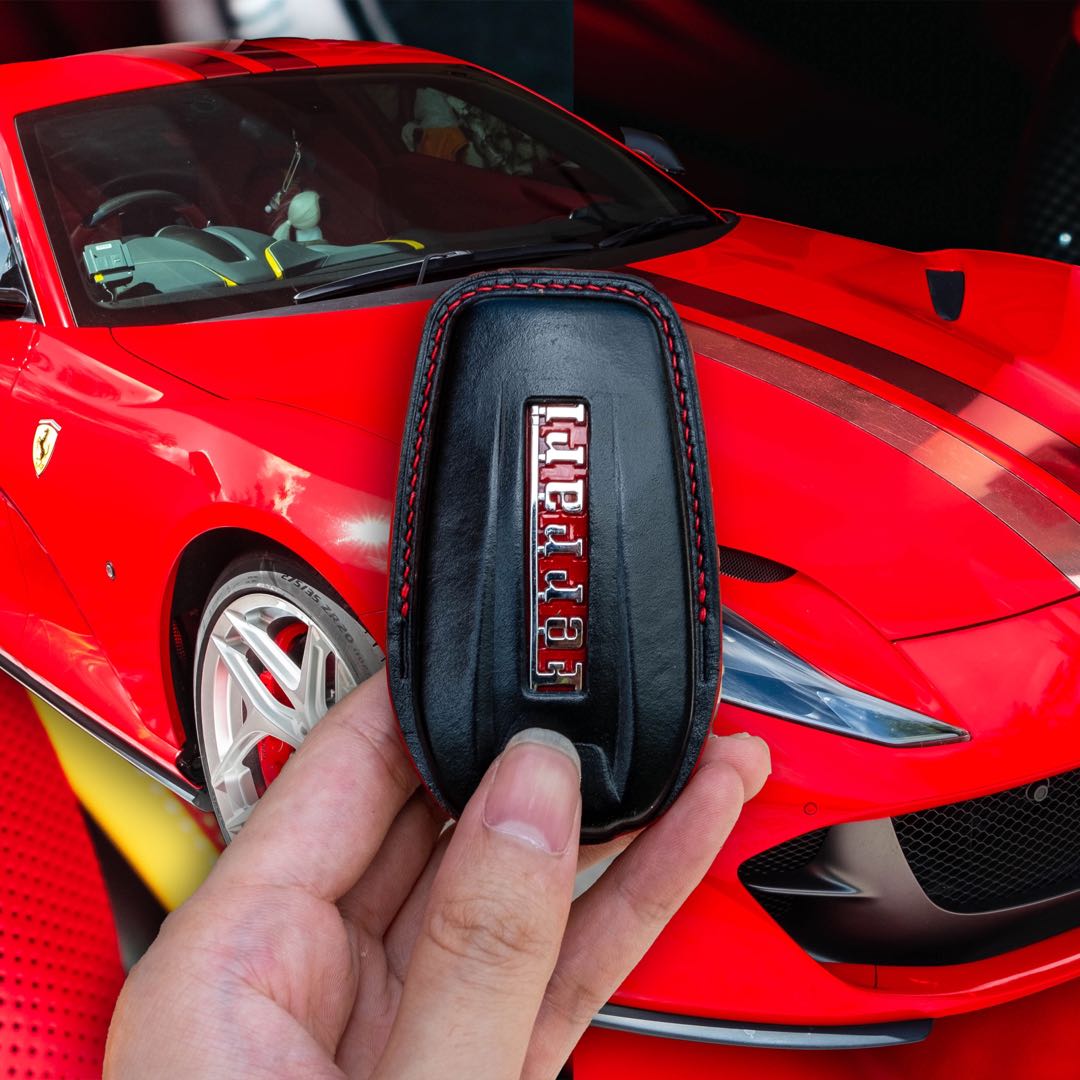 Key Fob Cover for Ferrari 812 Supercar in Black Crocodile and Nappa ...