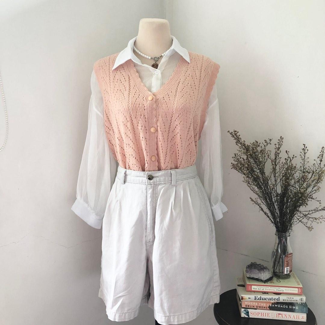 peach knit vest, Women's Fashion, Tops, Others Tops on Carousell