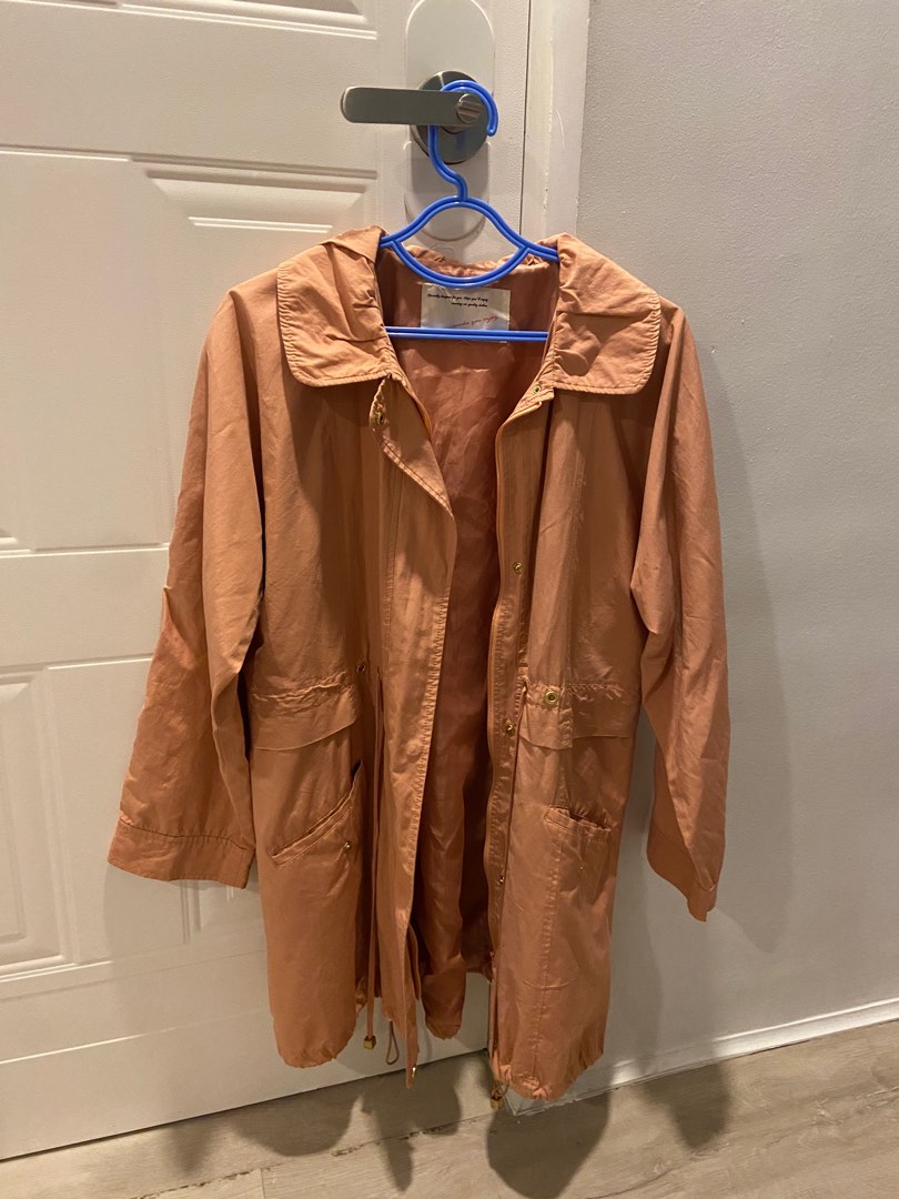Peach Oversized Parka, Women's Fashion, Coats, Jackets and Outerwear on ...