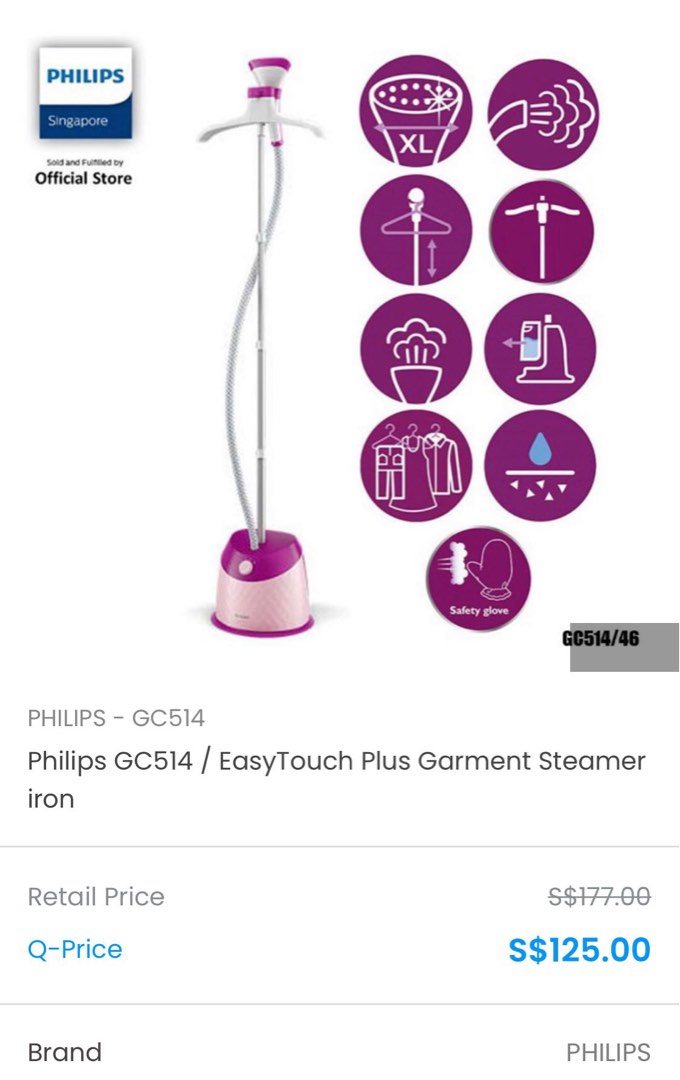 Philips Garment Steamer GC514/46, TV & Home Appliances, Irons ...