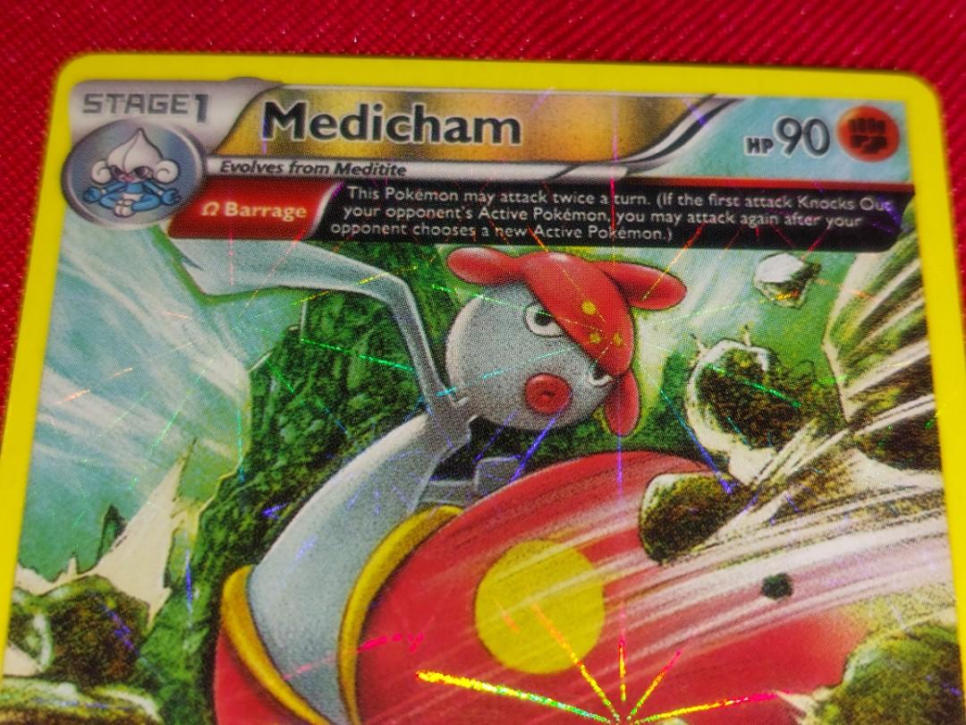 Pokemon Medicham Collectible Shiny HologramTrading Card Anime Toy Games ...