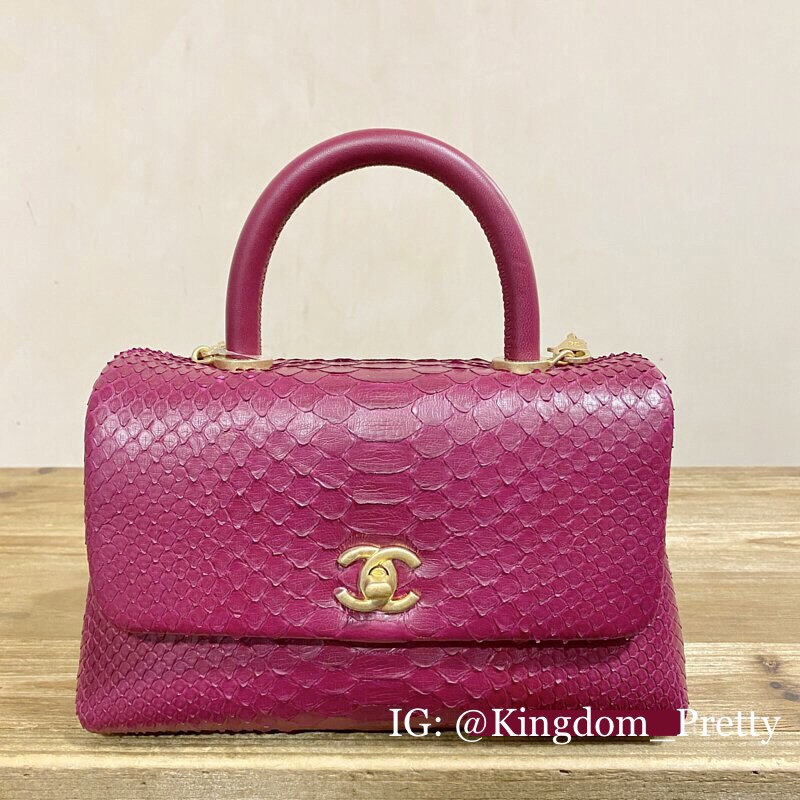 Pre-order Chanel Coco Handle Snakeskin Classic CC Logo Top Handle Flap ...