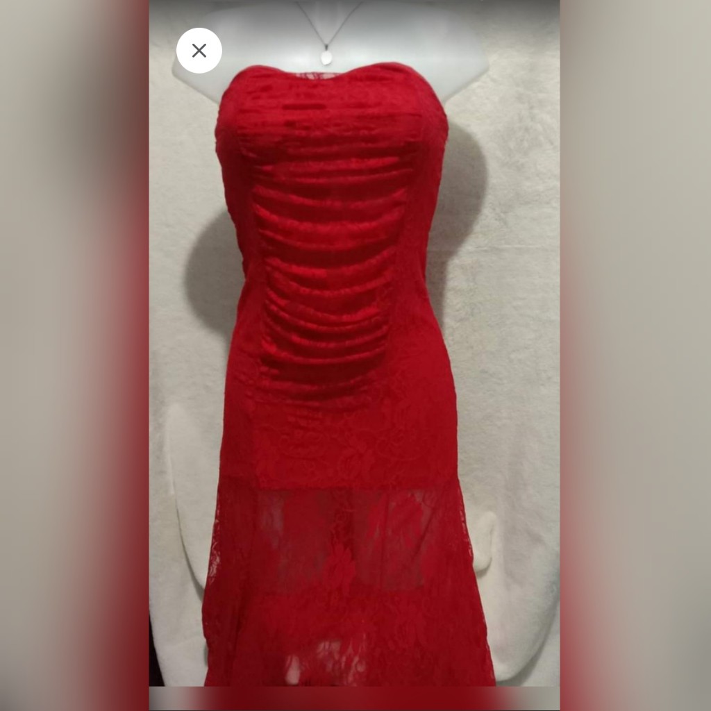 Red Tube Laced Long Gown, Women's Fashion, Dresses & Sets, Evening ...