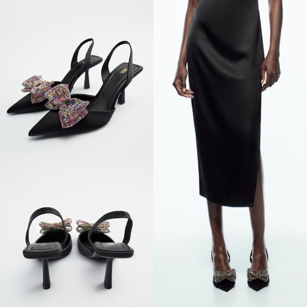 Sepatu Zara Slingback Kitten Heels Shoes, Fesyen Wanita, Sepatu di ...