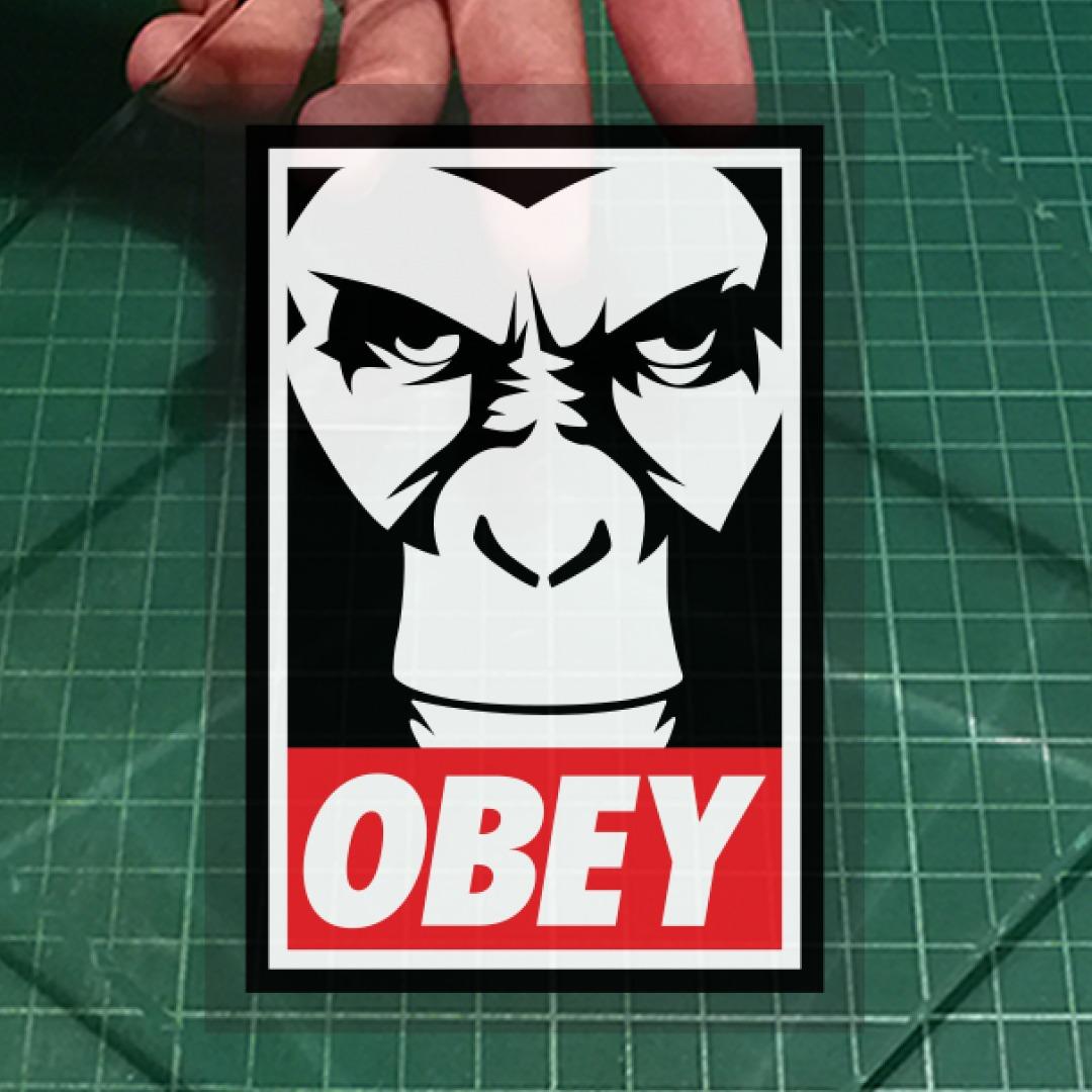 Static Cling Car Decals : OBEY + Ape Caesar . 115 x 80 mm . Free Normal ...