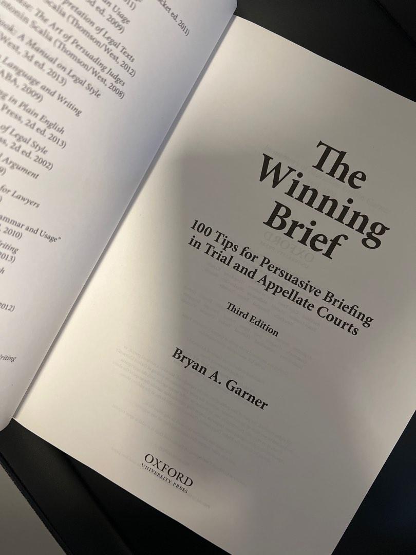 The Winning Brief by Bryan A. Garner (Hardcover and missing the book ...