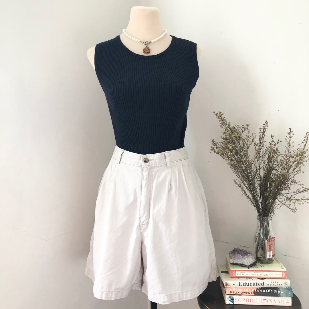 uniqlo dark blue ribbed top, Women's Fashion, Tops, Sleeveless on Carousell