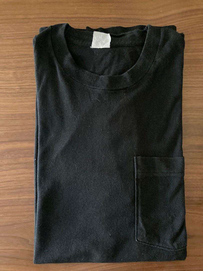 Vintage Plain Black Pocket Tee, Men's Fashion, Tops & Sets, Tshirts ...