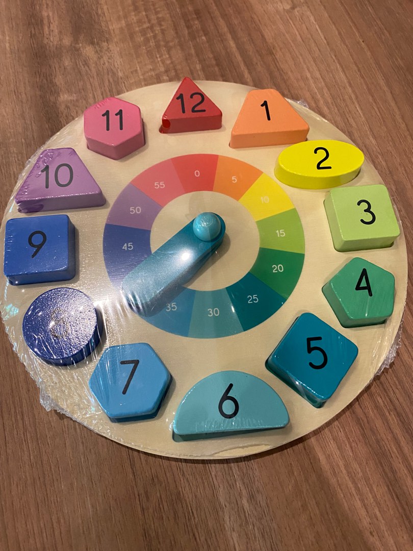 Wooden Clock and Puzzle, Babies & Kids, Infant Playtime on Carousell