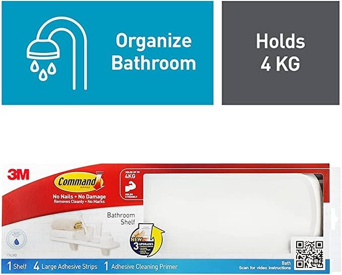 3M Command Bathroom Plate Shelf/Rack 17628D (Holds Up to 4kg ...