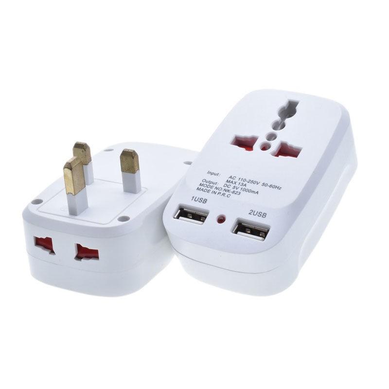 4-in-1 Universal Multiplug Adapter Extension with 2 x USB ports charger ...