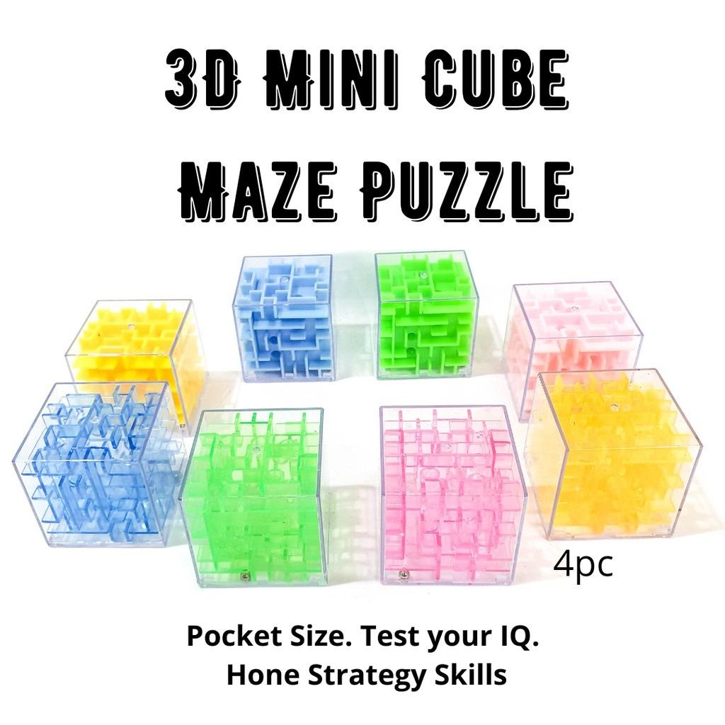 4pc Mini Maze 3D Cube Game IQ Intelligence Strategy Skills Pocket Size ...